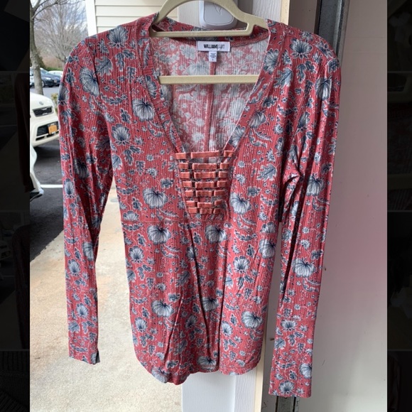 William Rast | Tops | Pink And Blue Floral Blouse | Poshmark